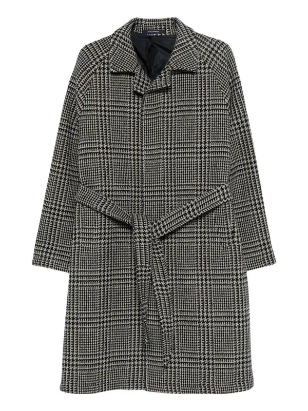 Tagliatore Checked Long-sleeved Coat - Black