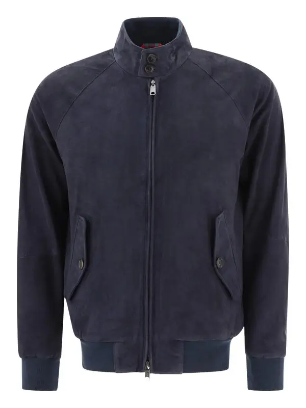 BARACUTA G9 Suede Bomber Jacket - Navy