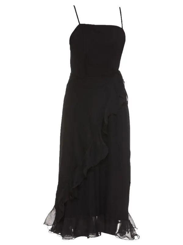 ROTATE BY BIRGER CHRISTENSEN Square-neck Sleeveless Ruffled Dress - Black
