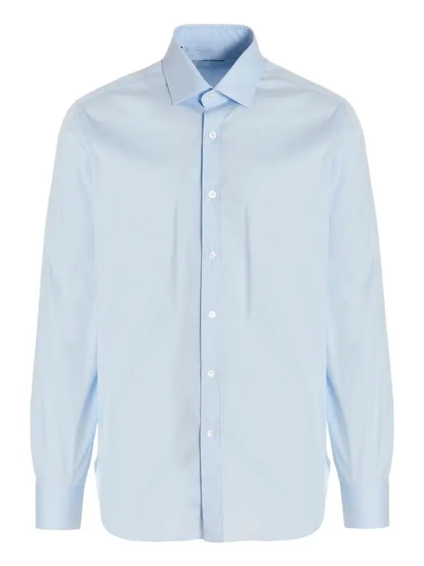 BARBA NAPOLI Long-sleeved Poplin Shirt - Blue