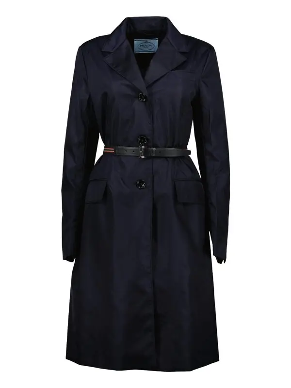 Prada Re-nylon Belted Coat - Blue