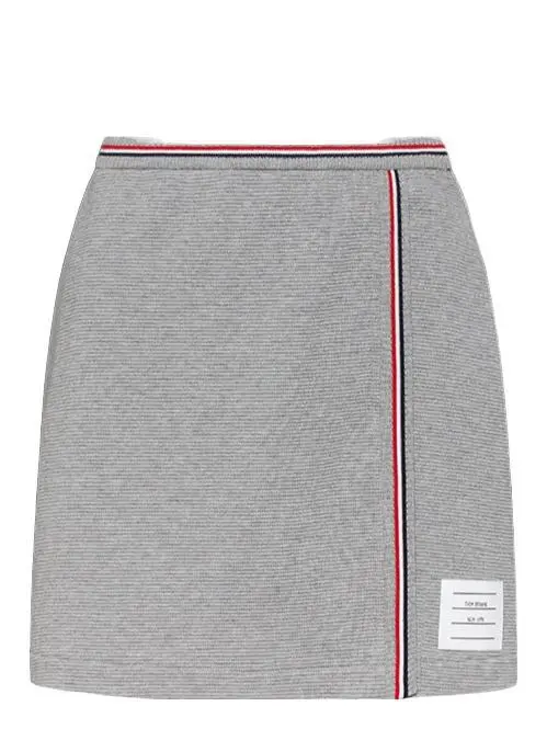 Thom Browne Waffle Mini Wrap Skirt With Grosgrain Detail - Light Gray