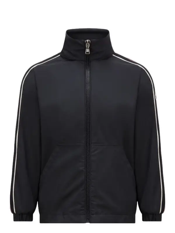Moncler Nikki Hooded Jacket With Tricolor Trim - Navy Blue