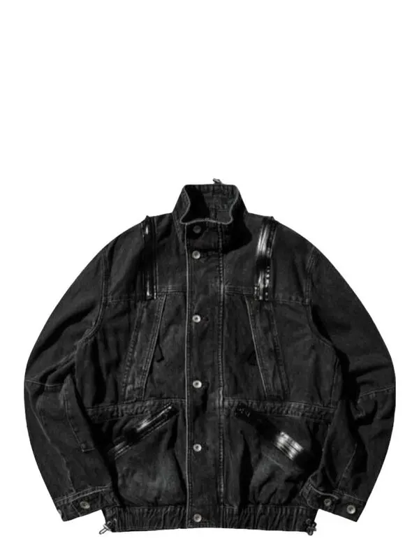 Sacai Distressed Wash Denim Jacket - Black