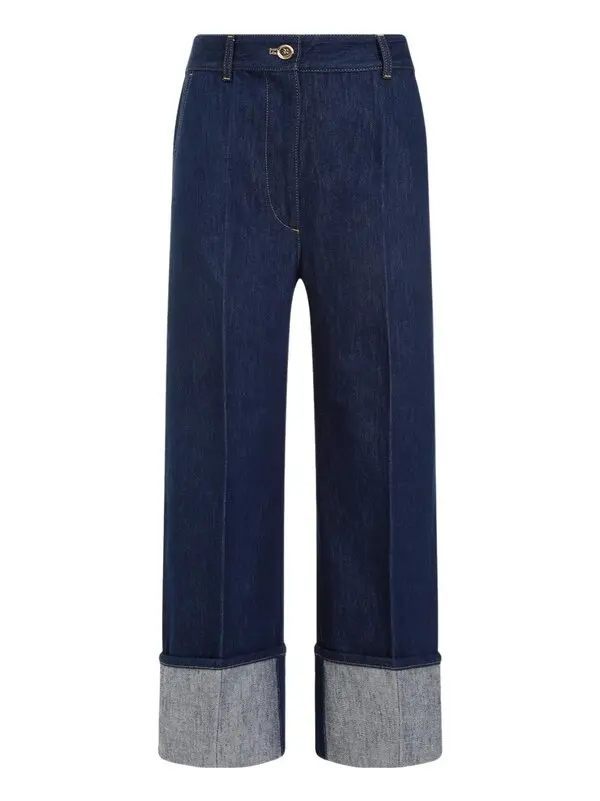 PATOU High Waist Straight-leg Cuffed Jeans - No
