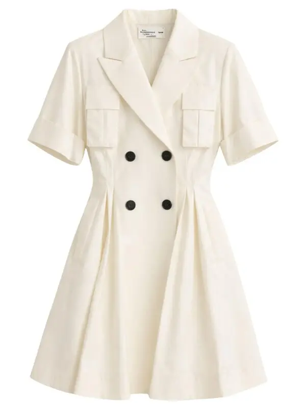 Sacai Double-breasted Short-sleeved Dress - White