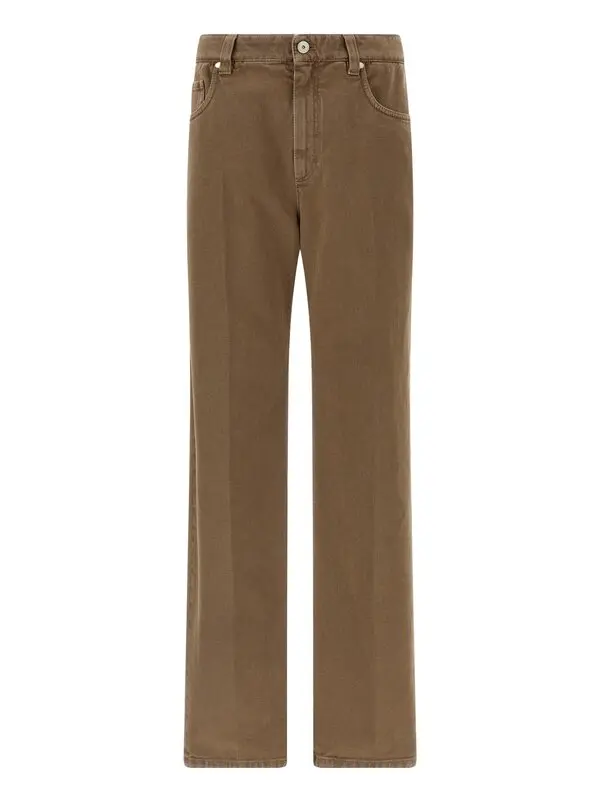 Brunello Cucinelli Monili Embellished Contemporary Straight Leg Jeans - Green