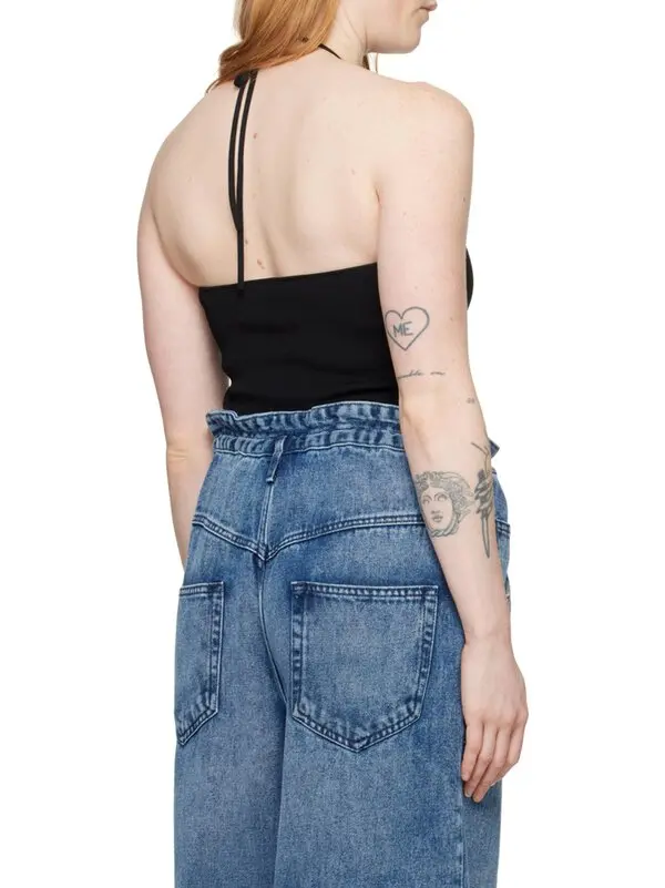 Isabel Marant Étoile Oracy Ribbed-knit Tank Top With Tie Neck - Blue