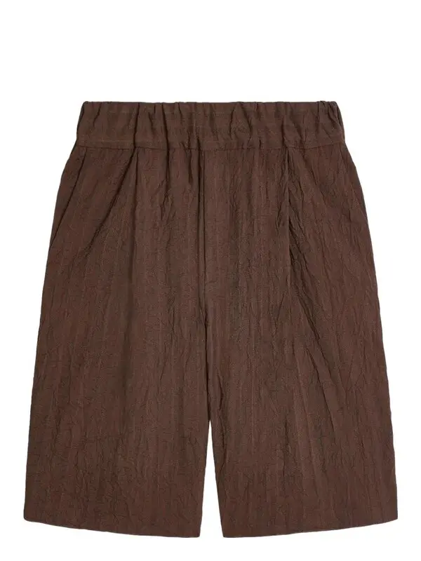 Dries Van Noten Pleated Bermuda Shorts - Brown