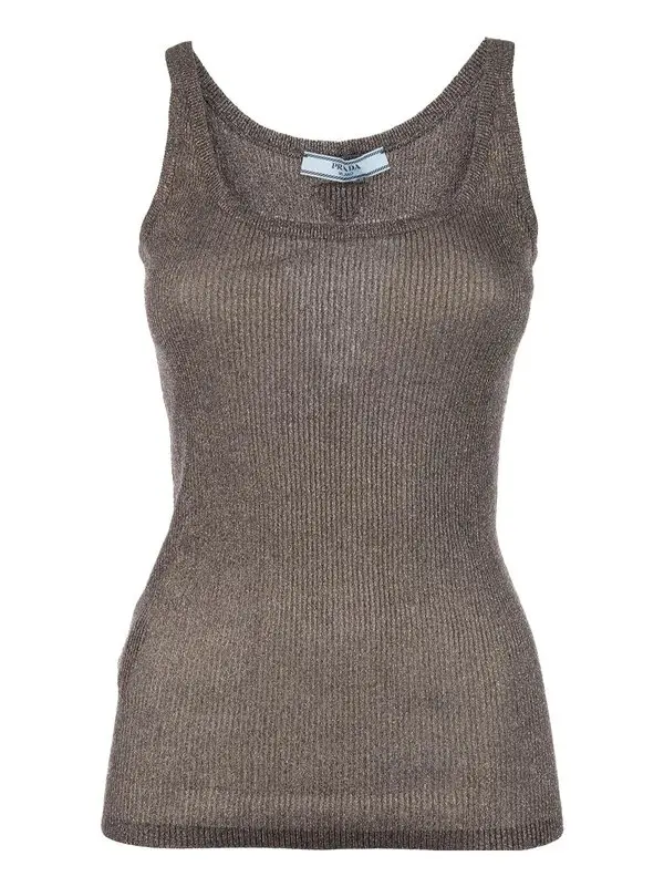 Prada Ribbed Knit Tank Top - Slate Grey