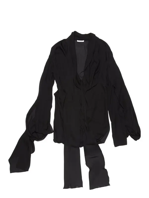 Acne Studios Deep V-neck Scarf Detail Long Sleeve Top - Black