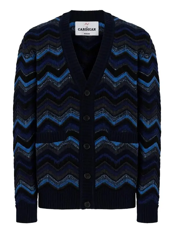 Missoni Zigzag Knit V-neck Cardigan - Midnight Blue / Blue