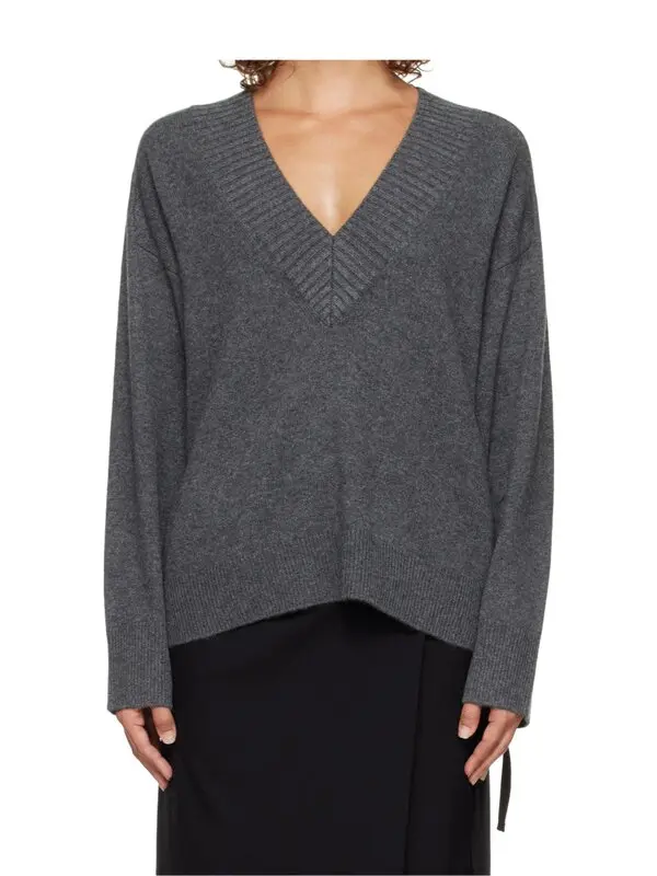 Loulou De Saison Sage V-neck Cashmere Sweater - Black