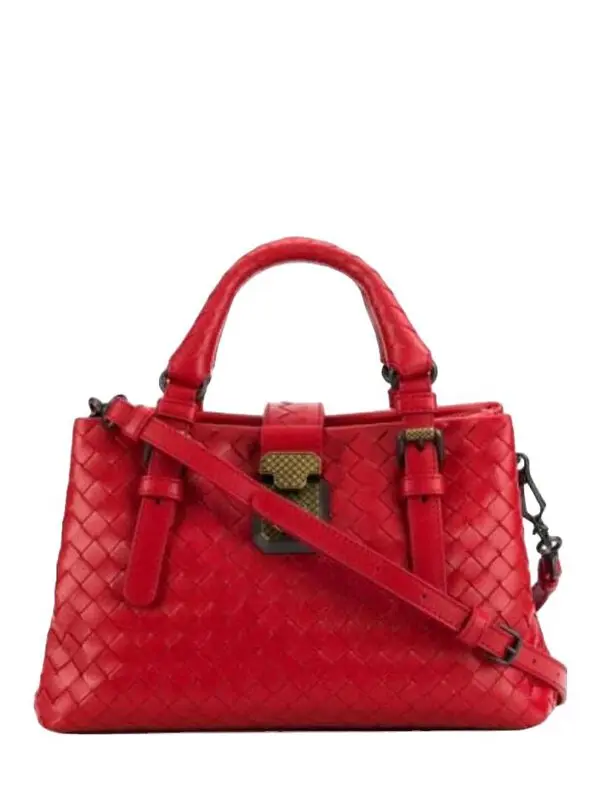 Bottega Veneta Woven Double Handle Bag - Red