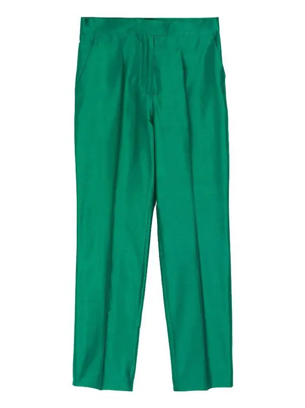 Max Mara High-waisted Silk Trousers - Green