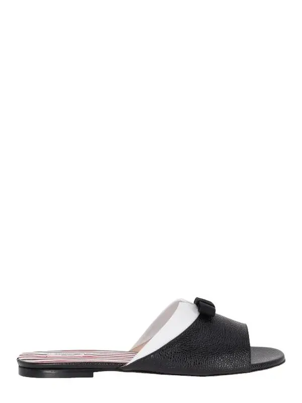 Thom Browne Flat Sandals With Bow Detailing - Black/white