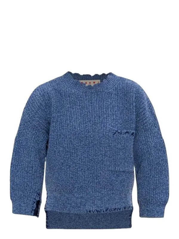 Marni Logo Embroidered Knitted Jumper - Blue
