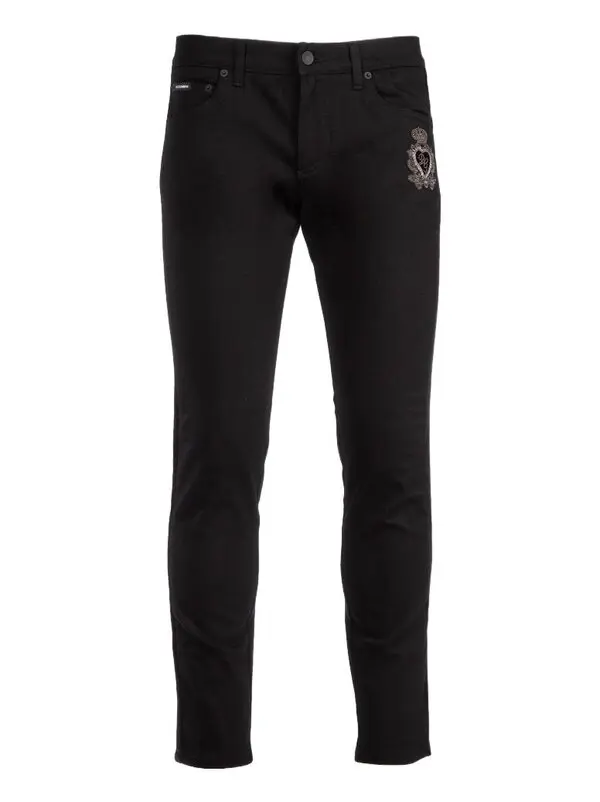 Dolce & Gabbana Striped Slim Fit Jeans - Black