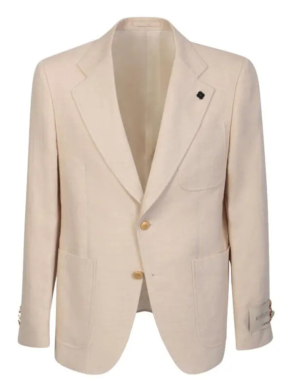 LARDINI Single-breasted Tailored Blazer - Nude