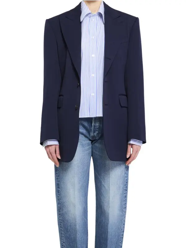 Celine Lapel Long-sleeved Blazer - Black