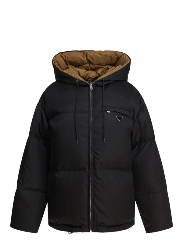 Prada Zip-up Hooded Puffer Jacket - Black