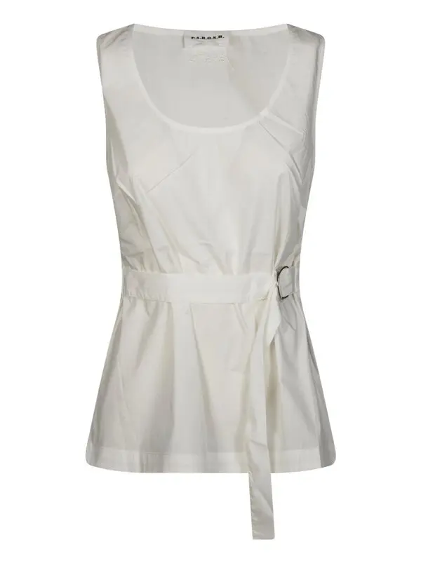 P.a.r.o.s.h Sleeveless Blouse With Belt Detail - White