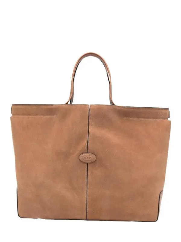 TOD'S Structured Suede Tote Bag - Brown