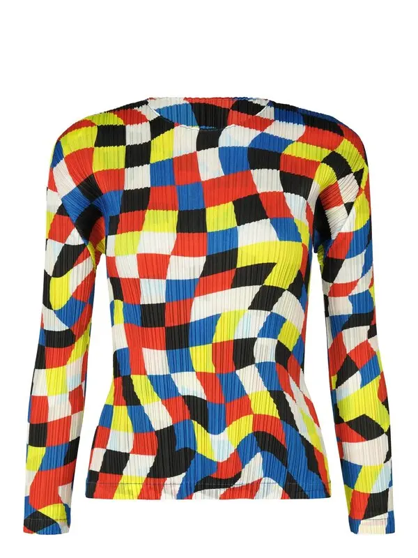 PLEATS PLEASE BY ISSEY MIYAKE Long Sleeve Knit Top - Multicolor