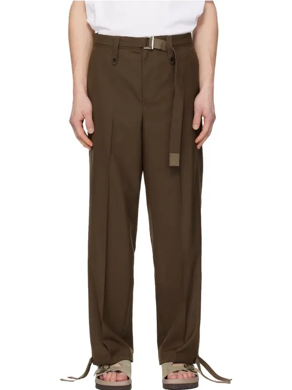 Sacai Wool Blend Casual Pants - Brown