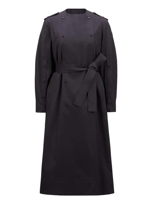 Moncler Belted Button-up Coat With Removable Padded Vest - Navy Blue