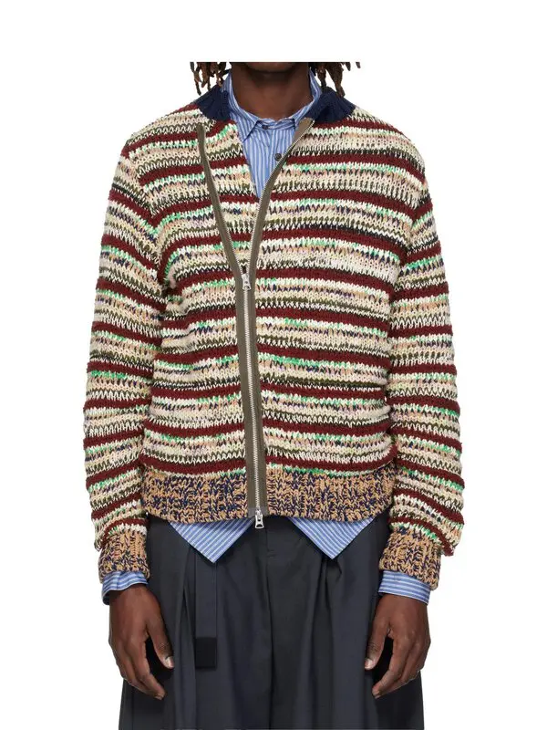 Sacai Blended Knit Short Cardigan - Multi-color