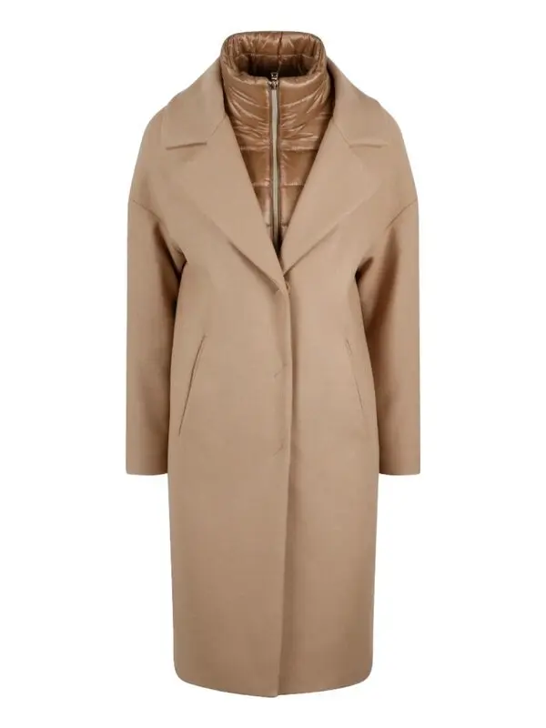 Herno Padded Collar Single Breasted Long Sleeved Coat - Nude