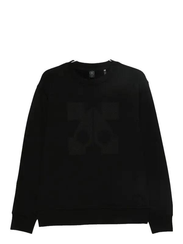 Moose Knuckles Graphic Pattern Crew Neck Long Sleeve Pullover Sweater - Black