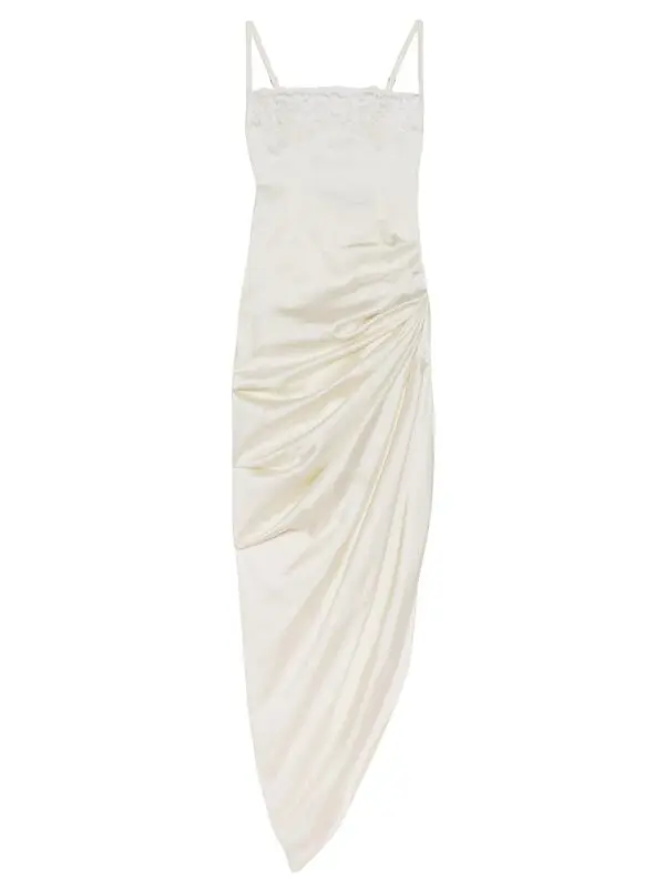 Jacquemus Asymmetrical Draped Lingerie Dress - White