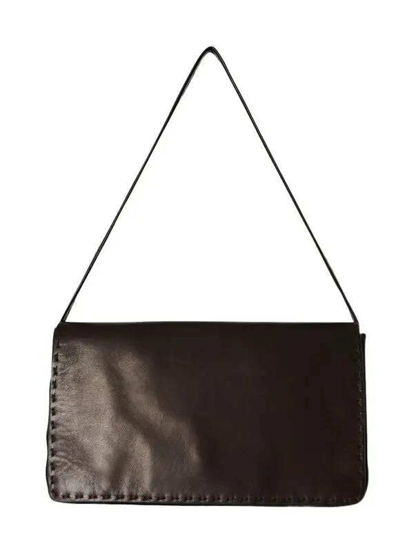 THE ROW Nuance Leather Shoulder Bag - Dark Brown