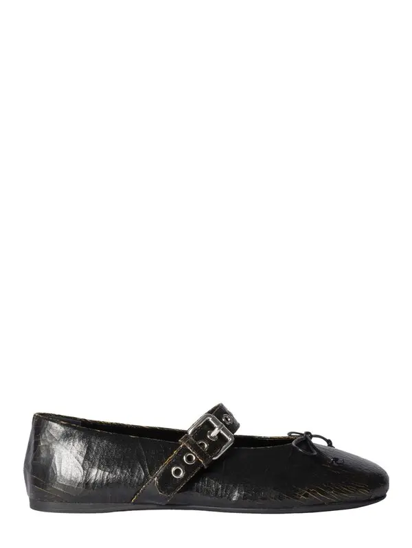 Miu Miu Buckled Ballerinas - Ebony