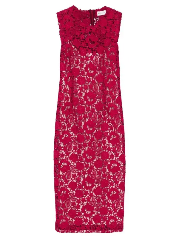 P.a.r.o.s.h Peonia Floral Lace Midi Dress - Red