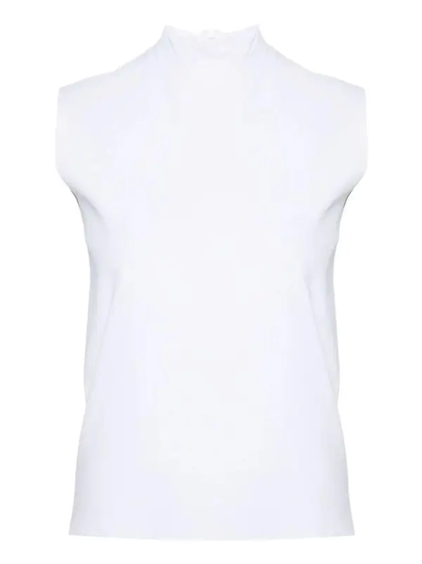 Plan C Sleeveless Mock Neck Top - White
