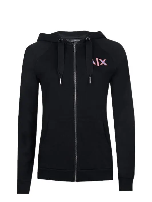 Armani Exchange Monogrammed Zip-up Hoodie - Black