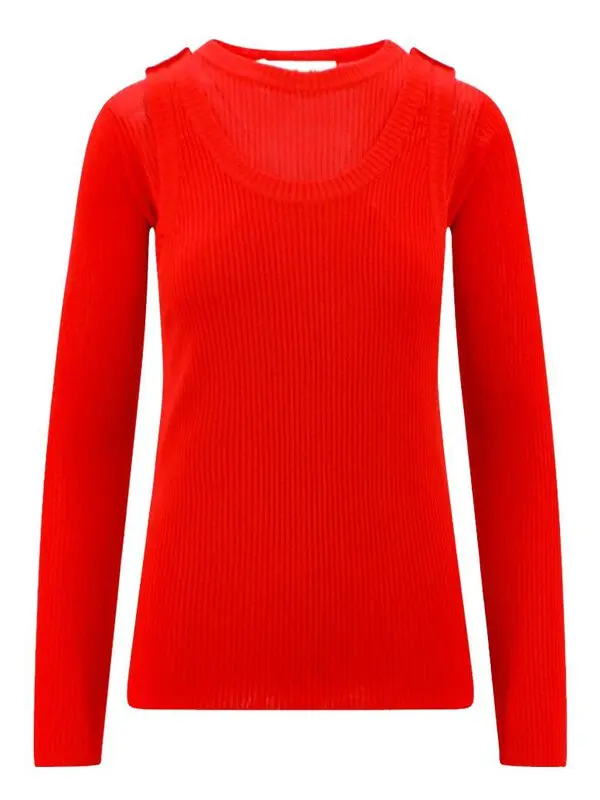 Marni Ribbed Crewneck Knit Jumper - Red