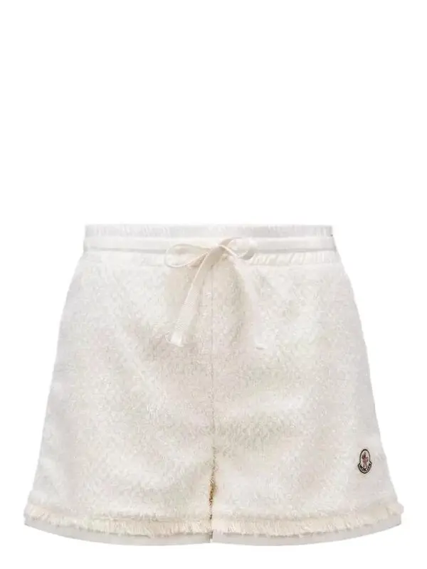 Moncler Logo Patch Tweed Shorts - White