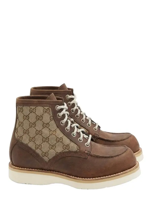 Gucci Lace-up Ankle Boots With Gg Monogram - Multicolor