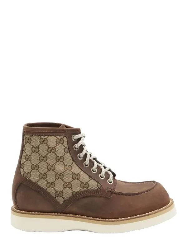 Gucci Lace-up Ankle Boots With Gg Monogram - Multicolor