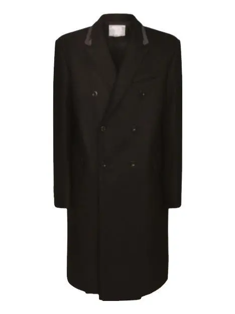 Sacai Peak Lapel Double-breasted Coat - Black