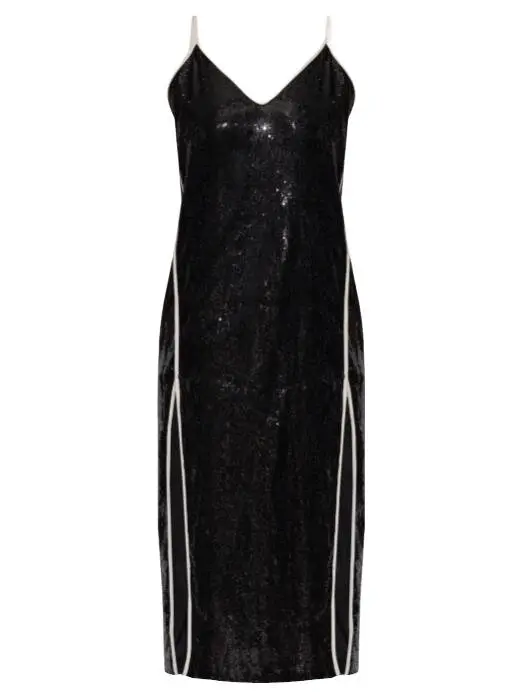 Palm Angels Sequin Double Slit Dress - Black
