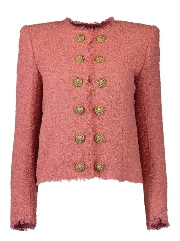 Balmain Double-breasted Frayed Jacket - Pink