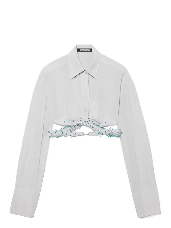 Jacquemus Bead-trim Cropped Shirt - White