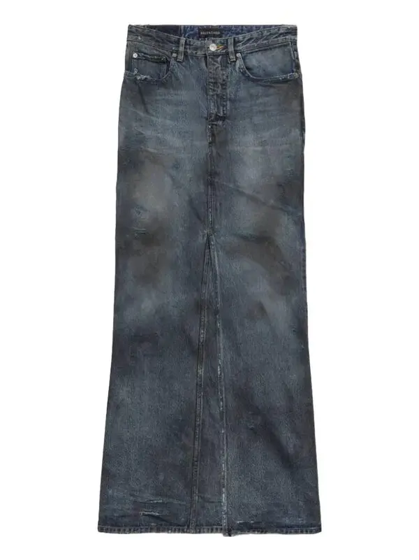 Balenciaga Faded Effect Maxi Skirt - Black