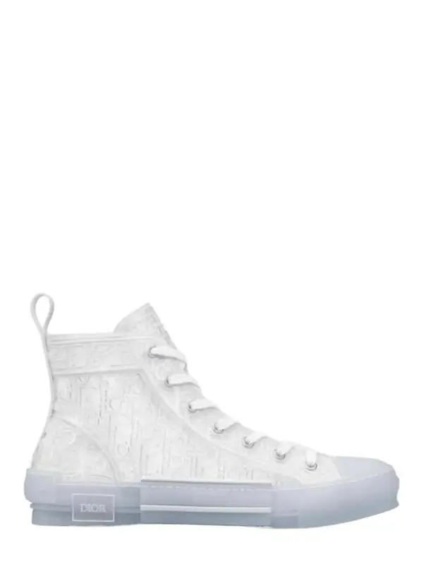 Dior B23 High-top Sneaker In Clear Canvas With Oblique Embossing - White