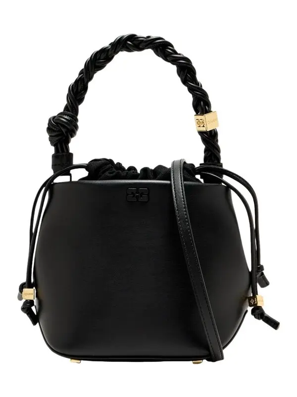 GANNI Bou Bucket Bag With Braided Handle - Black